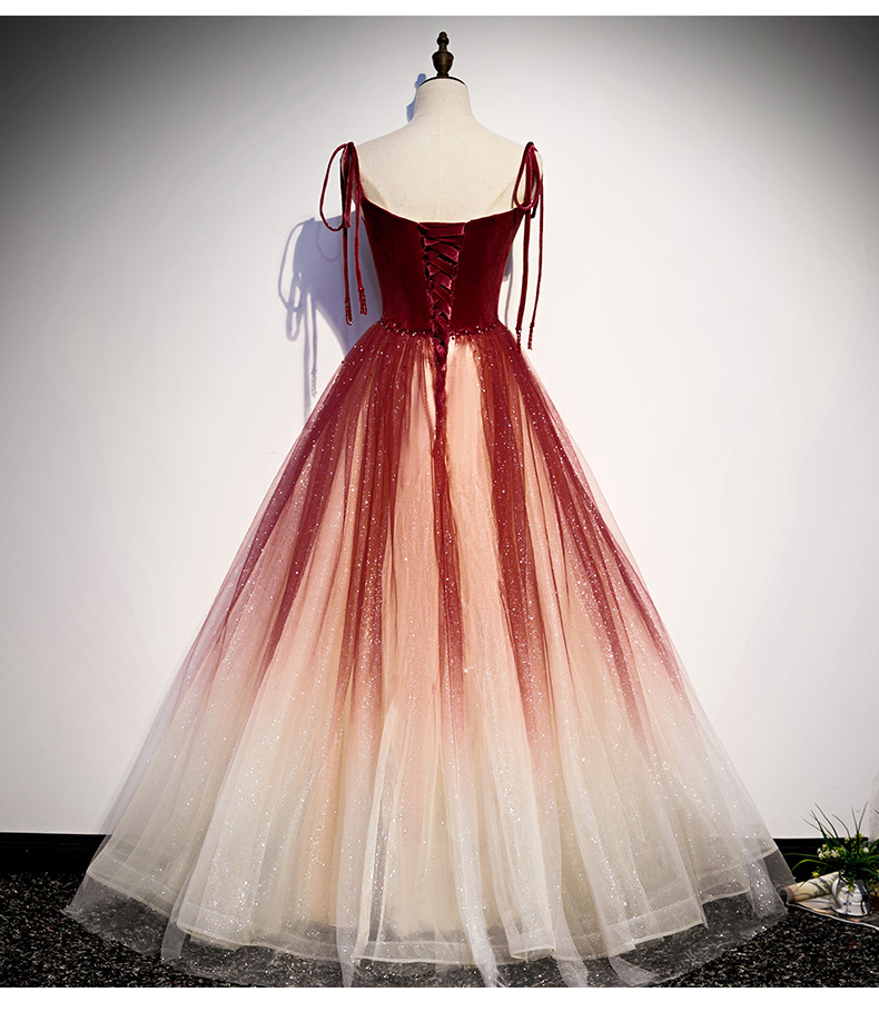 Fairy Chic Beautiful Red Gradient Color Change Spaghetti Strap ...