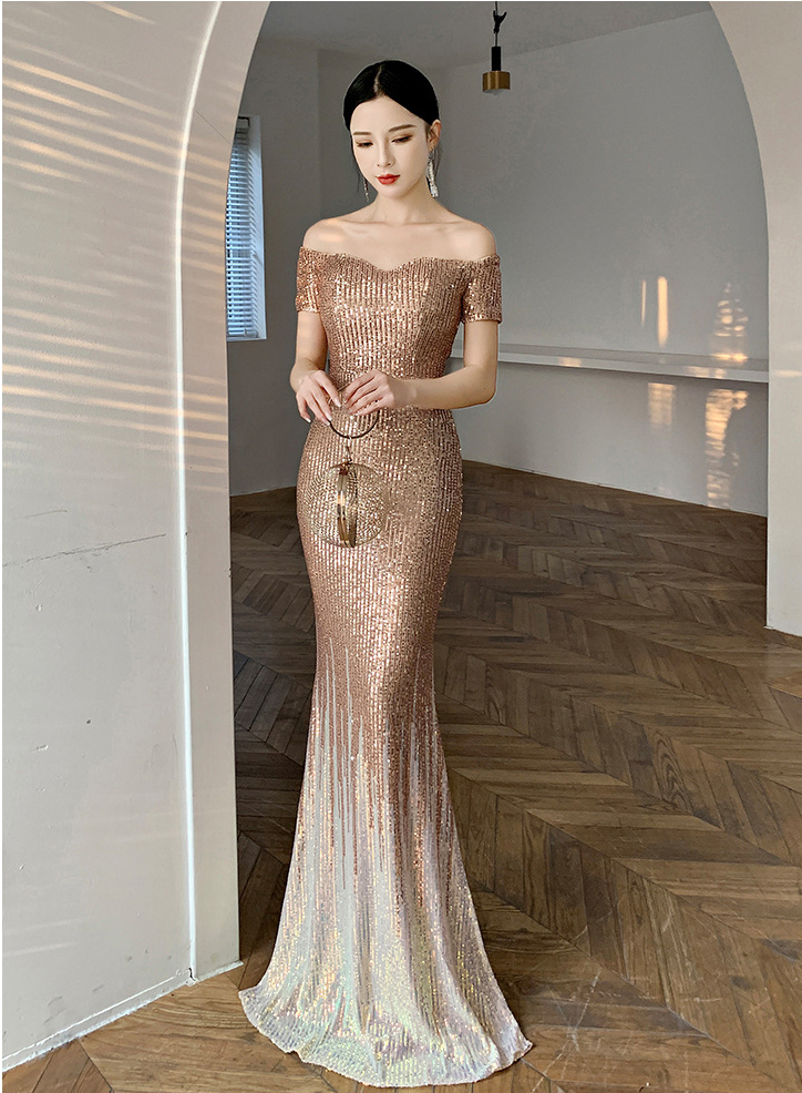 Gorgeous Sparkly Evening Women Elegant Banquet Temperament Fishtail ...