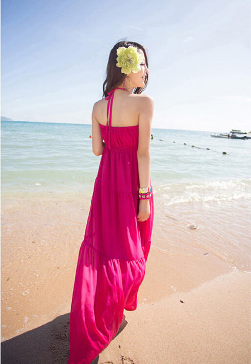 Summer Cotton Sleeveless Long Sundress V Neck Casual Elegant Beach ...