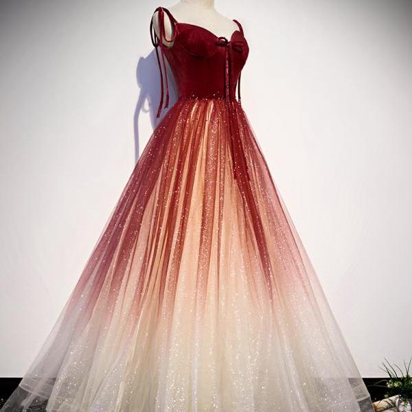 Fairy Chic Beautiful Red Gradient Color Change Spaghetti Strap ...